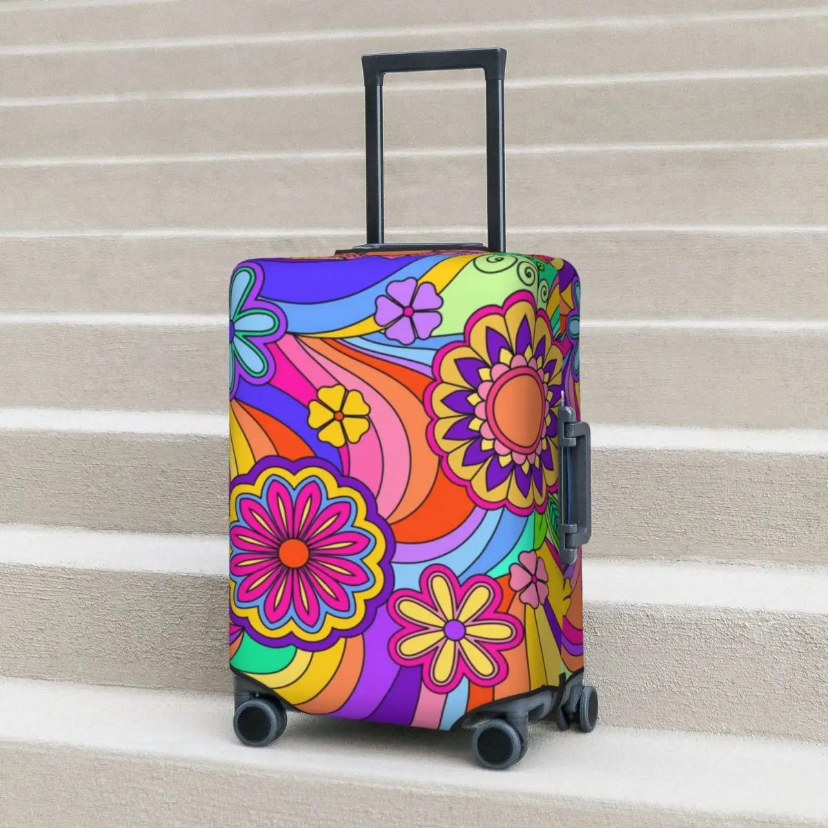 Colorful-Flower-Power-Suitcase-Cover-Holiday-Vintage-Hippy-Print-Useful ...