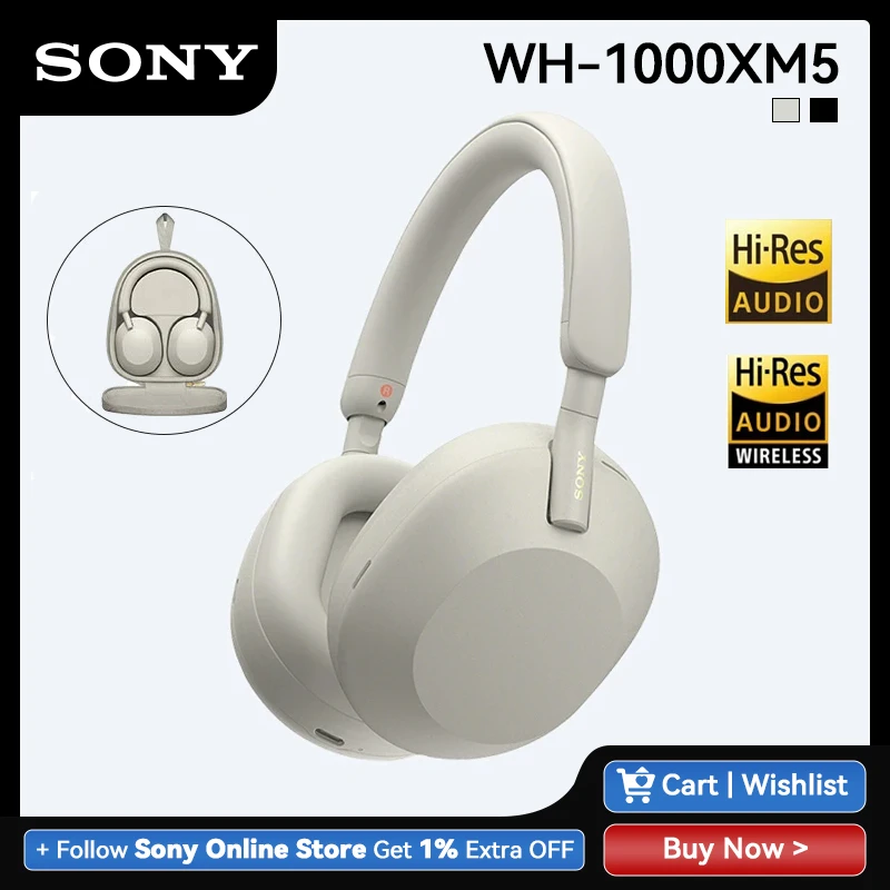 Sony WH 1000XM5 Bluetooth Earphone Wireless Headphones Noise Cancelling ...