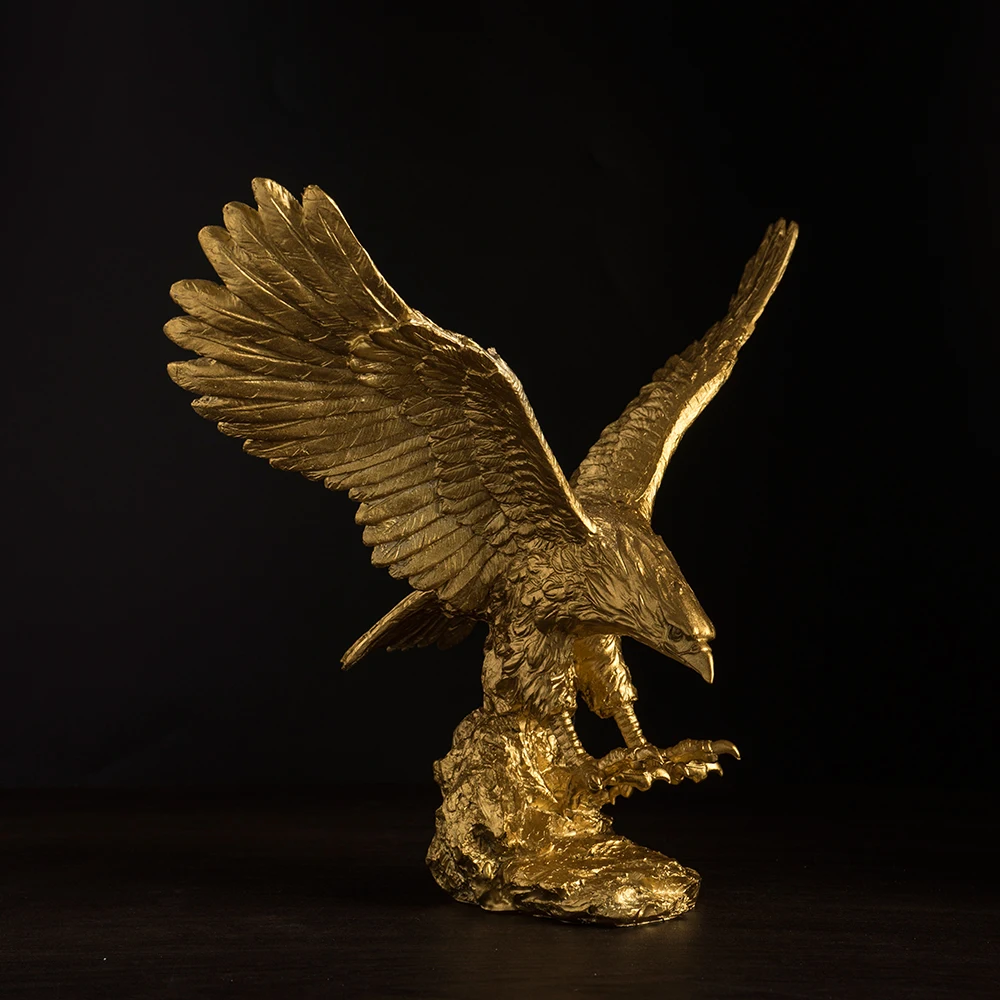 NORTHEUINS American Resin Golden Eagle Statue Art Animal Model ...