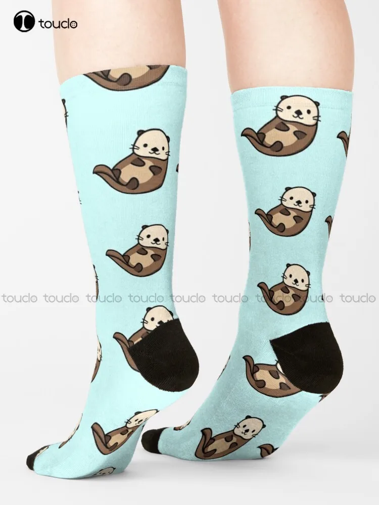 Otter-Otters-Sea-Water-Socks-Womens-White-Socks-Personalized-Custom ...