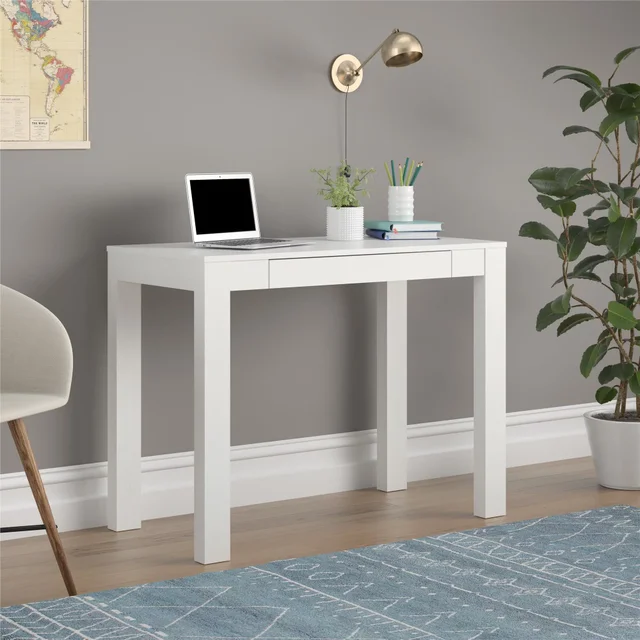 Parsons Desk, White Laminated MDF Computer Desk Desk Table Study Table ...