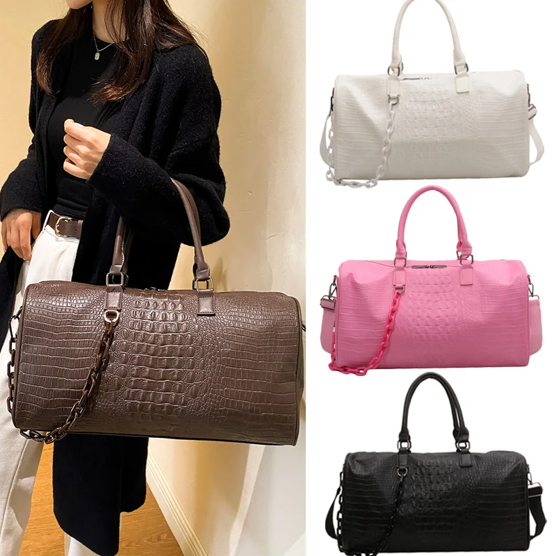 Fitness Gym Bag Travel PU Women Multifunction Training Handbag Carry On ...