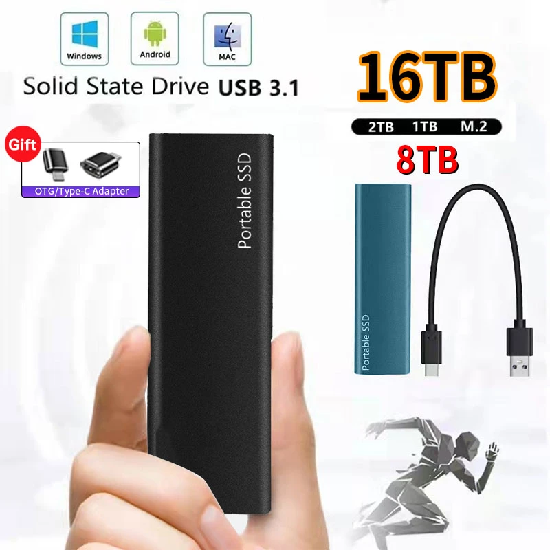 TYPE-C 3.1 1TB High-speed Portable Hard Disk SSD 500GB Hard Drive Drive ...