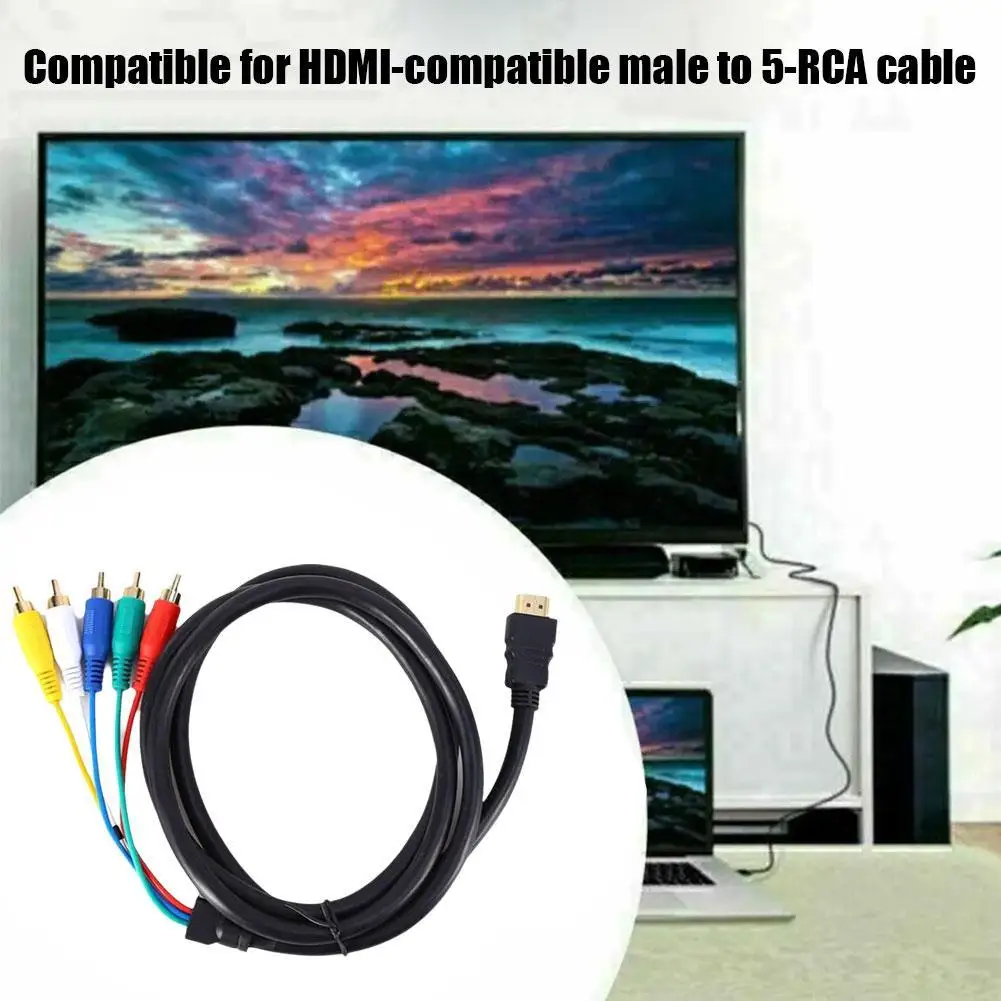 1.5m HDMI to RCA Cable HDMI Type A Male to 5RCA Male Plug Video Audio ...