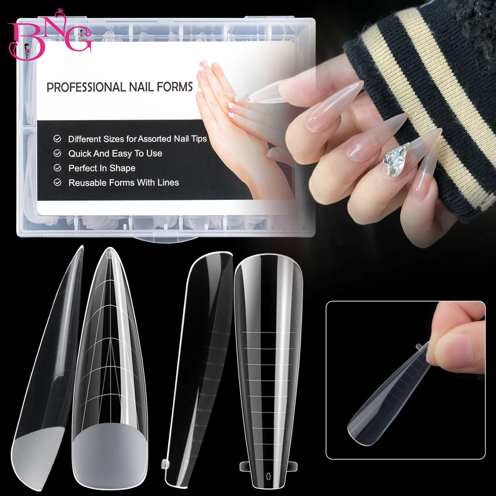 NEW-Dual-Forms-Nails-Stiletto-Coffin-False-Tips-Quick-Building-Gel-Mold ...