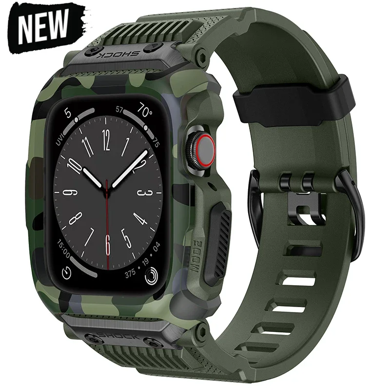 Army Camouflage Sport Case for Apple Watch Band 45mm 44mm 42mm ...
