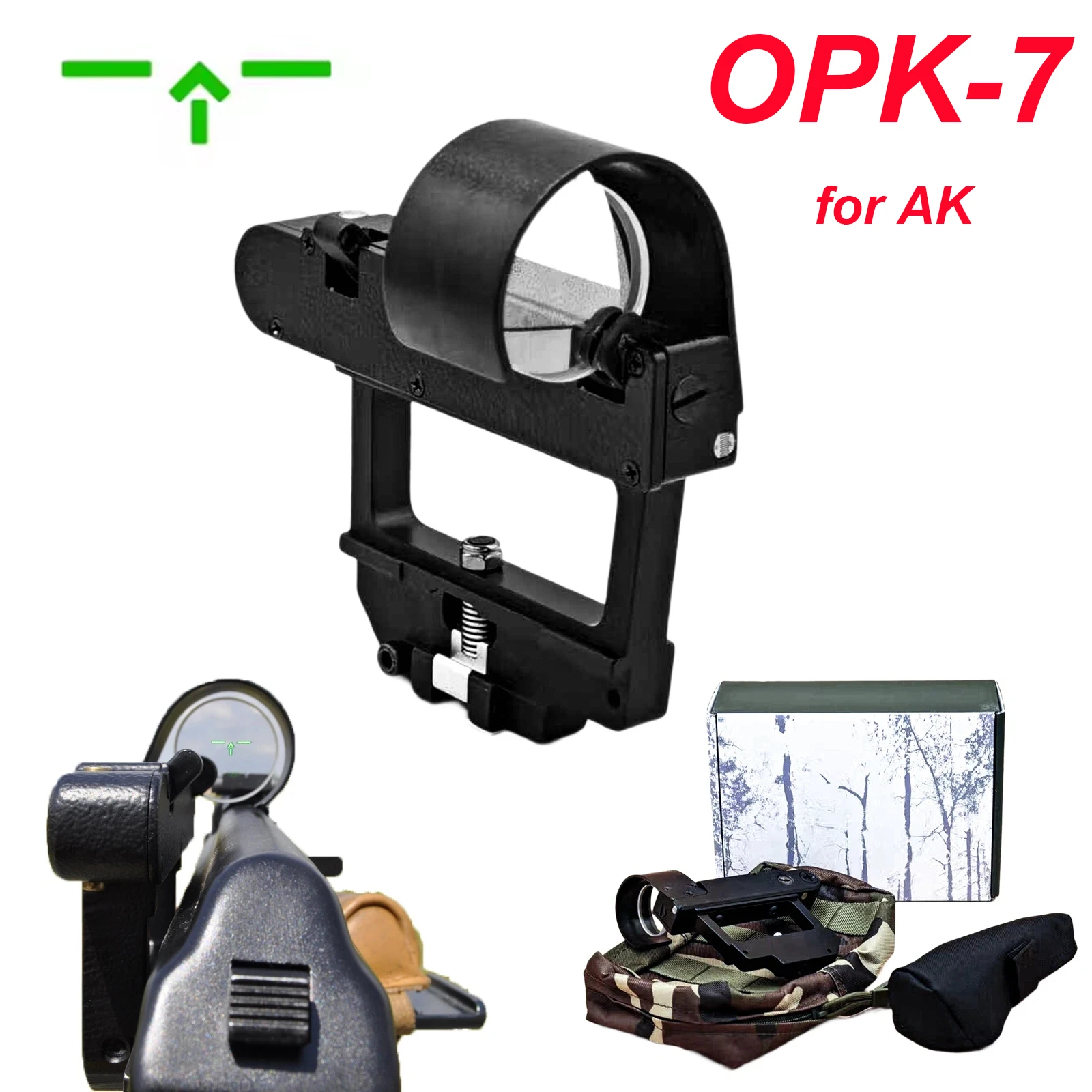 戦術 OKP-7 ロシア反射グリーントライアングルレティクルサイト MVD 高速ターゲット取得 AK47 ショートダブテールマウント/20 ...