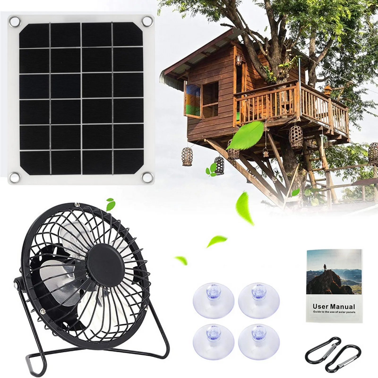 Outdoor 20w Solar Panel Powered Fan Home Summer Cooling Fans With ...