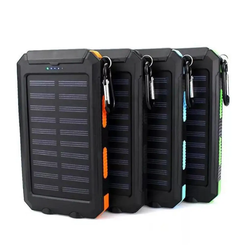 Solar Panel Power Bank Case Dual USB SOS Light Flashing Light Compass ...