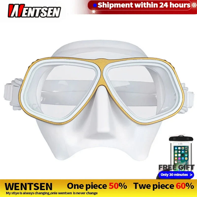 NEW-High-end-Free-Diving-Mask-Gold-plated-Goggles-Frame-Ultra-Low ...