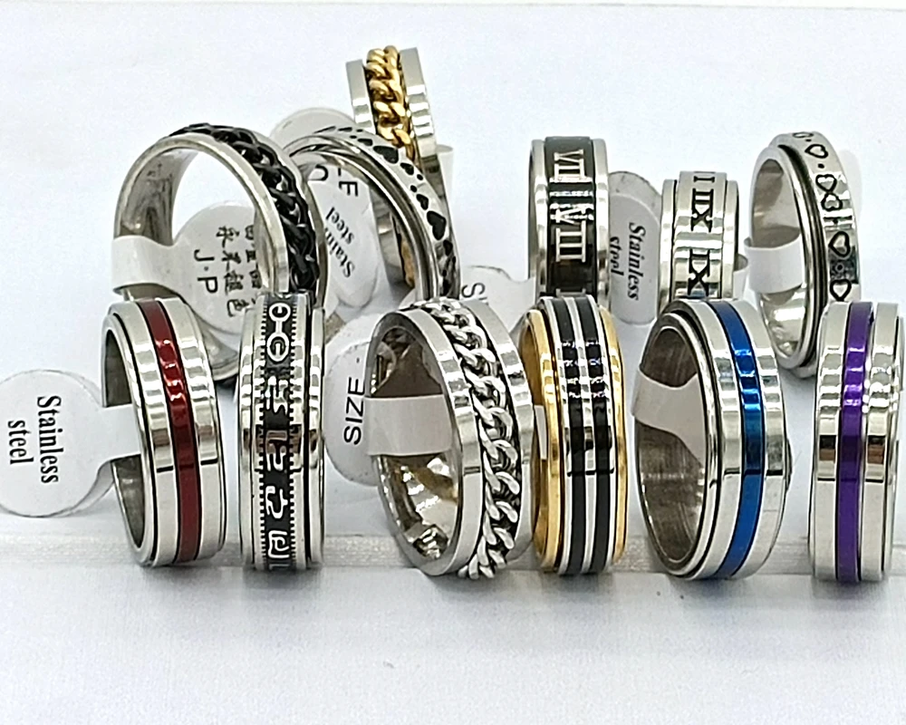 Wholesale Bulk Lots 30pcs/lot Male Spinner Ring Rotate Stainless Steel ...