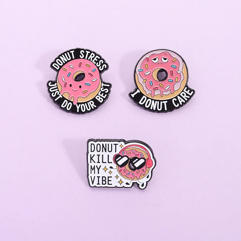 Cute pink donut food Enamel Pins Brooch Collecting Lapel metal Badges ...