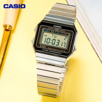 Casio Retro Digital Men's Watch Business Small Silver Gold Watch Series ...