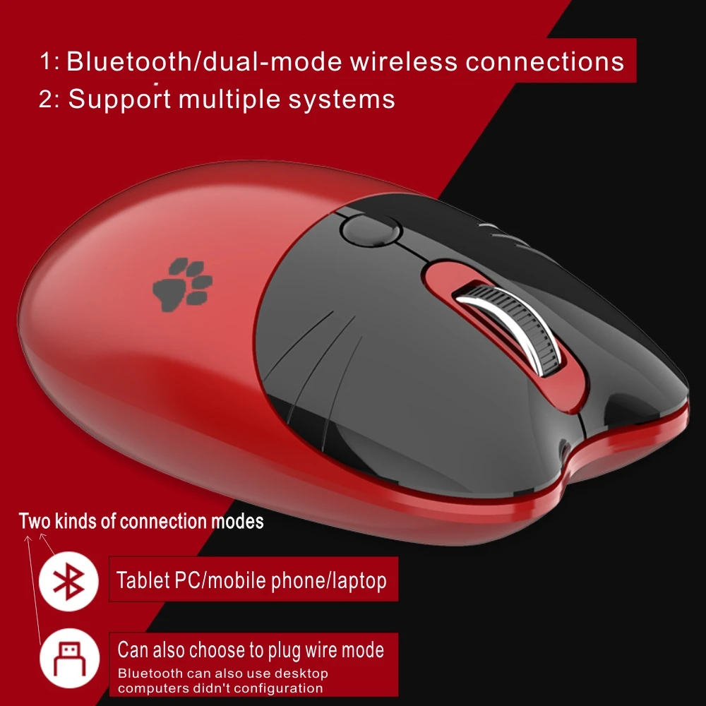 Ratón inalámbrico Plug in de modo dual para niña, mouse silencioso con ...