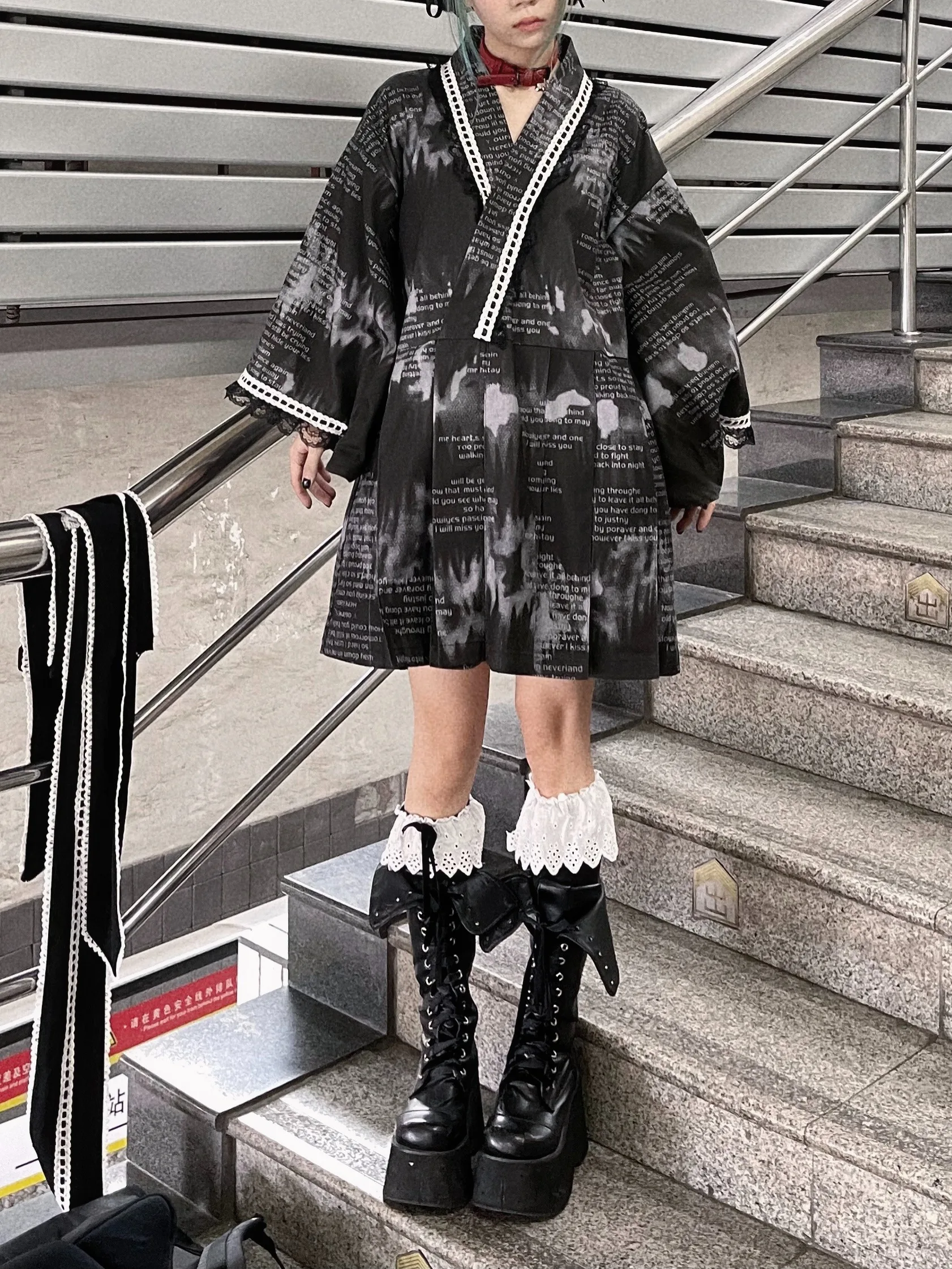 Original-Design-Japanese-Kimono-Black-Dress-Gothic-Flying-Sleeve-Short ...