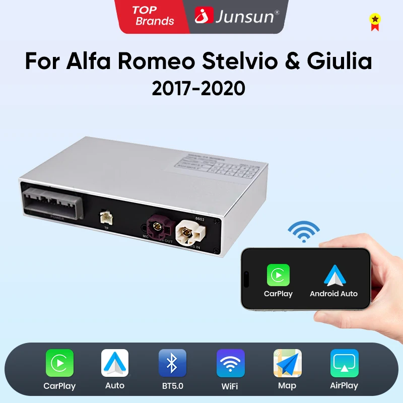 Junsun Wireless CarPlay Android Auto Interface Adapter For Alfa Romeo ...