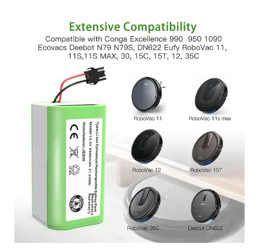 4S1P-14-4V-6800mAh-Li-ion-Battery-for-Conga-Excellence-990-1090-Ecovacs ...