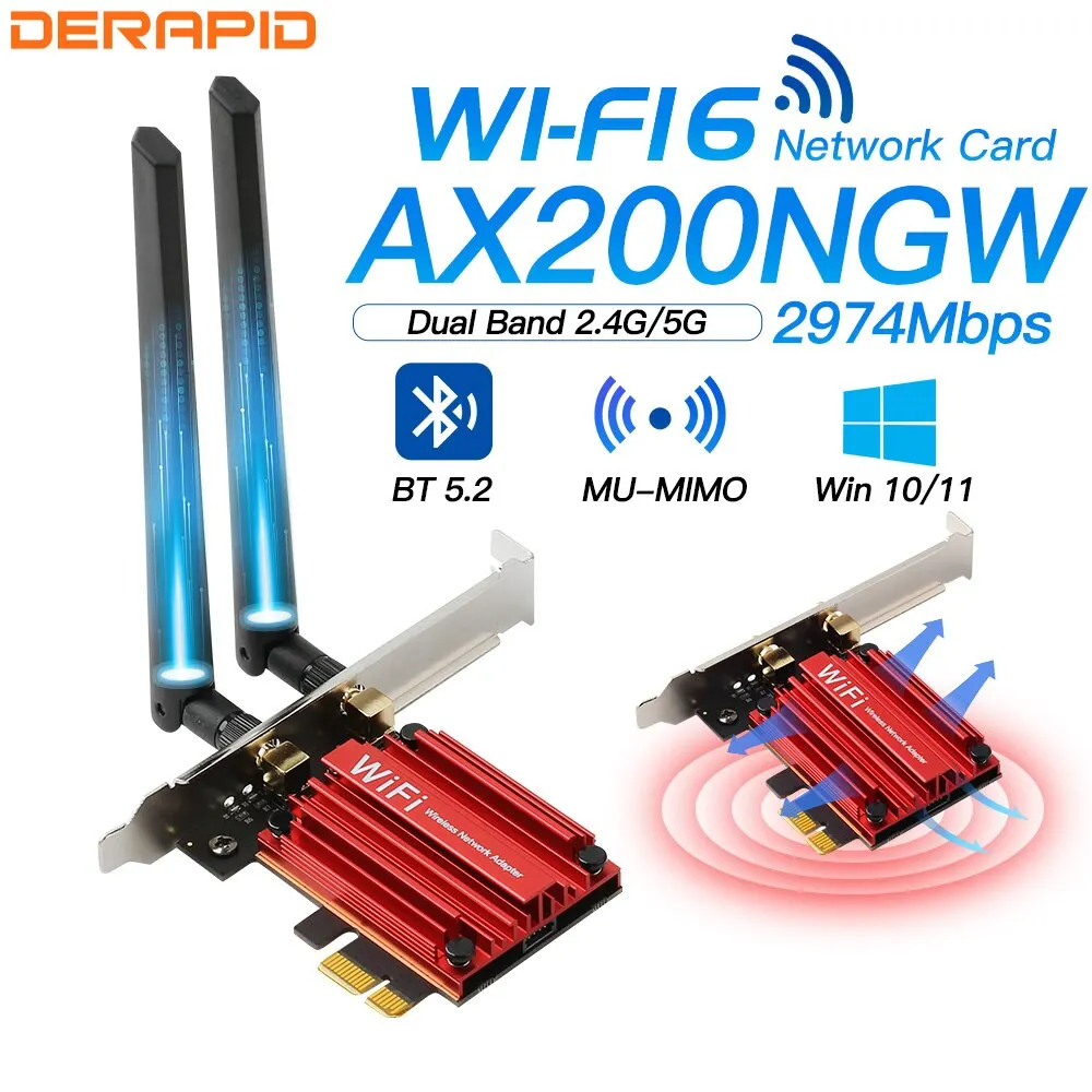 WiFi 6 AX3000 Adapter 2.4G 5G 3000Mbps Dual Band Network Card Bluetooth ...