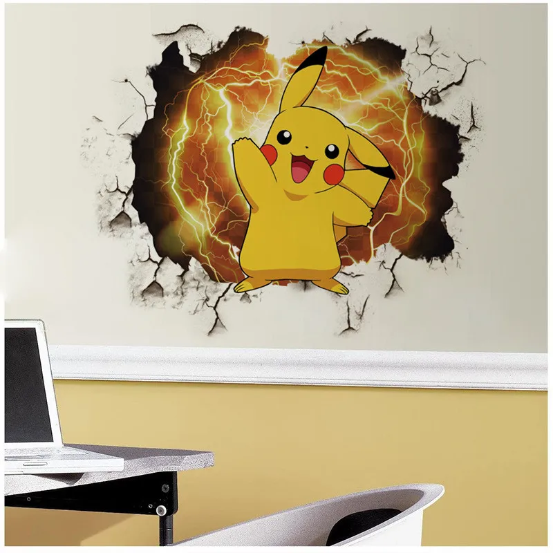 New-Pokemon-Sticker-Anime-Figure-Pikachu-Wall-Stickers-Children-Bedroom ...