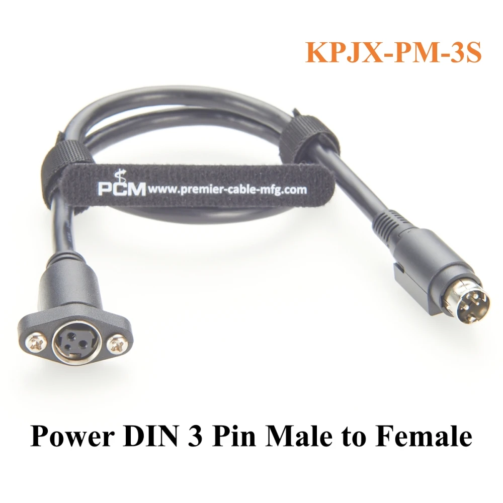 Power DIN 3 Pin Male to Female Extension Cable Screw Flange Panel Mount ...
