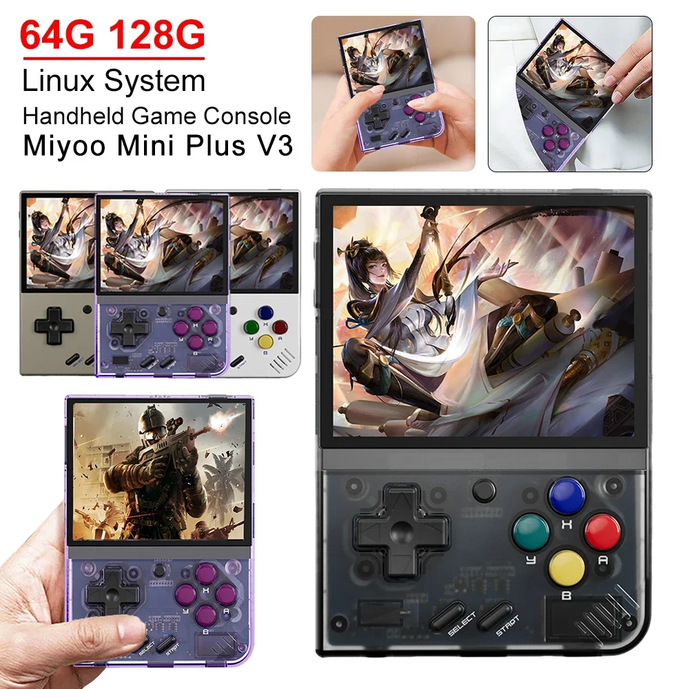 Miyoo Mini Plus Classic Video Game Console V3 Retro Handheld Game Console IPS HD Screen Linux ...