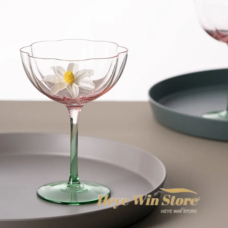 French Floral Cocktail Glass Household Luxury Retro Flower Red Wine ...