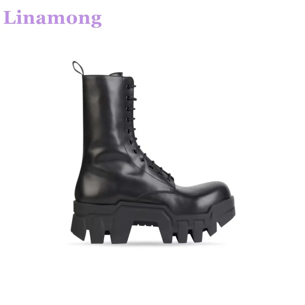 Black-Thick-Sole-Non-slip-Luxury-Design-Boots-For-Men-Leather-Fabric ...