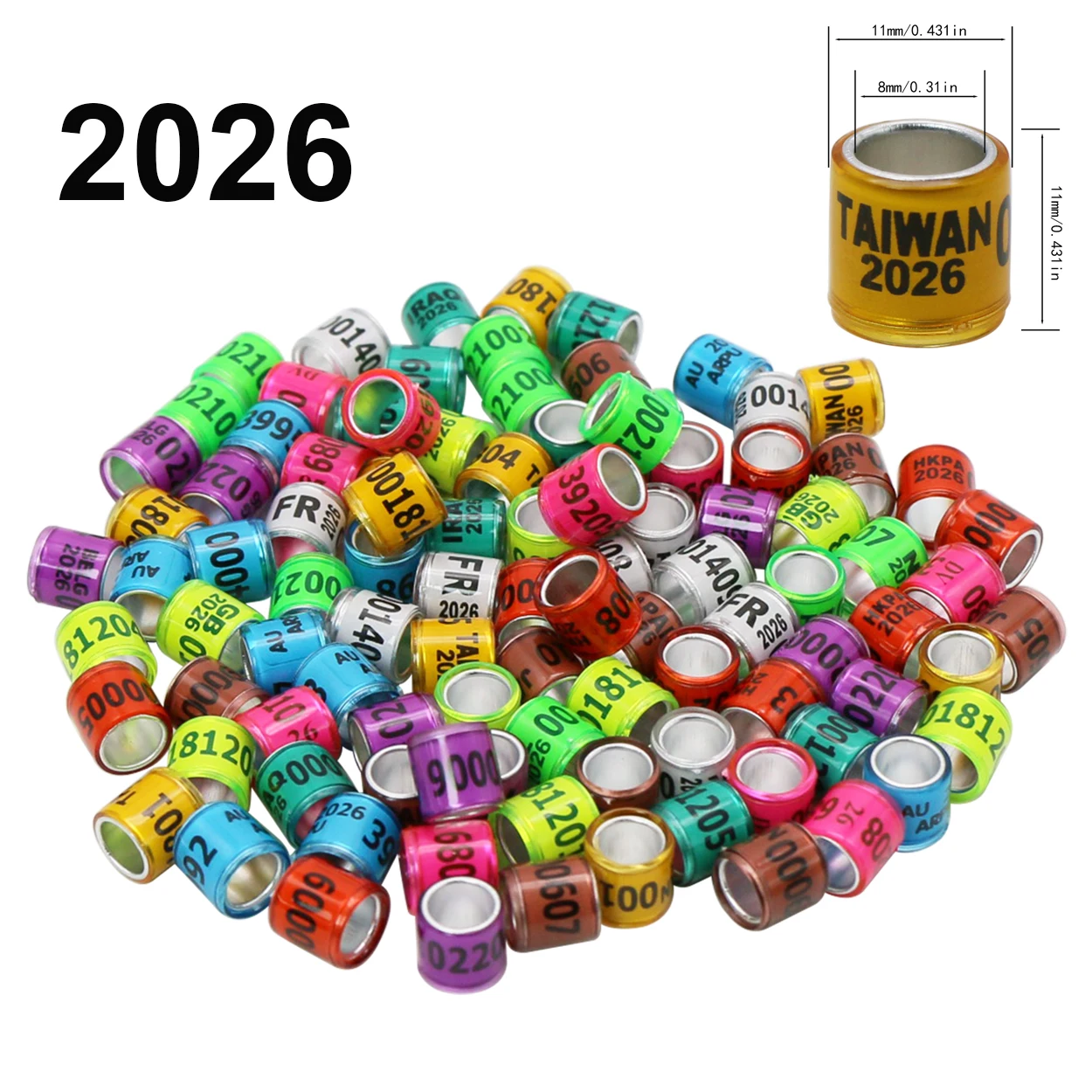 50 Pcs 2026 Style Durable Digital Bird Foot Rings Identity Management ...