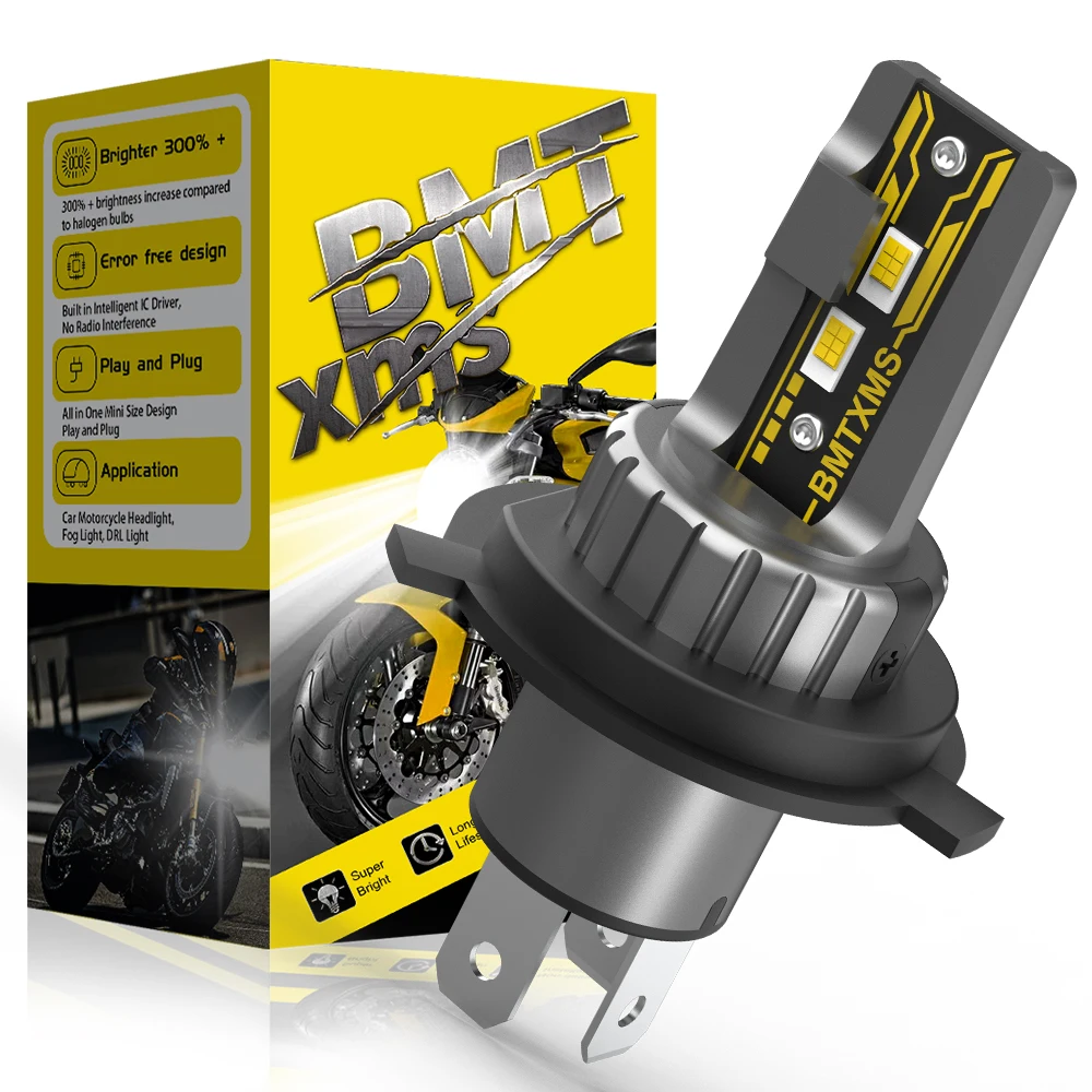 1Pc-10000Lm-Fanless-Motorcycle-Headlight-Bulb-H4-HB3-Hi-Lo-LED-Headlamp ...