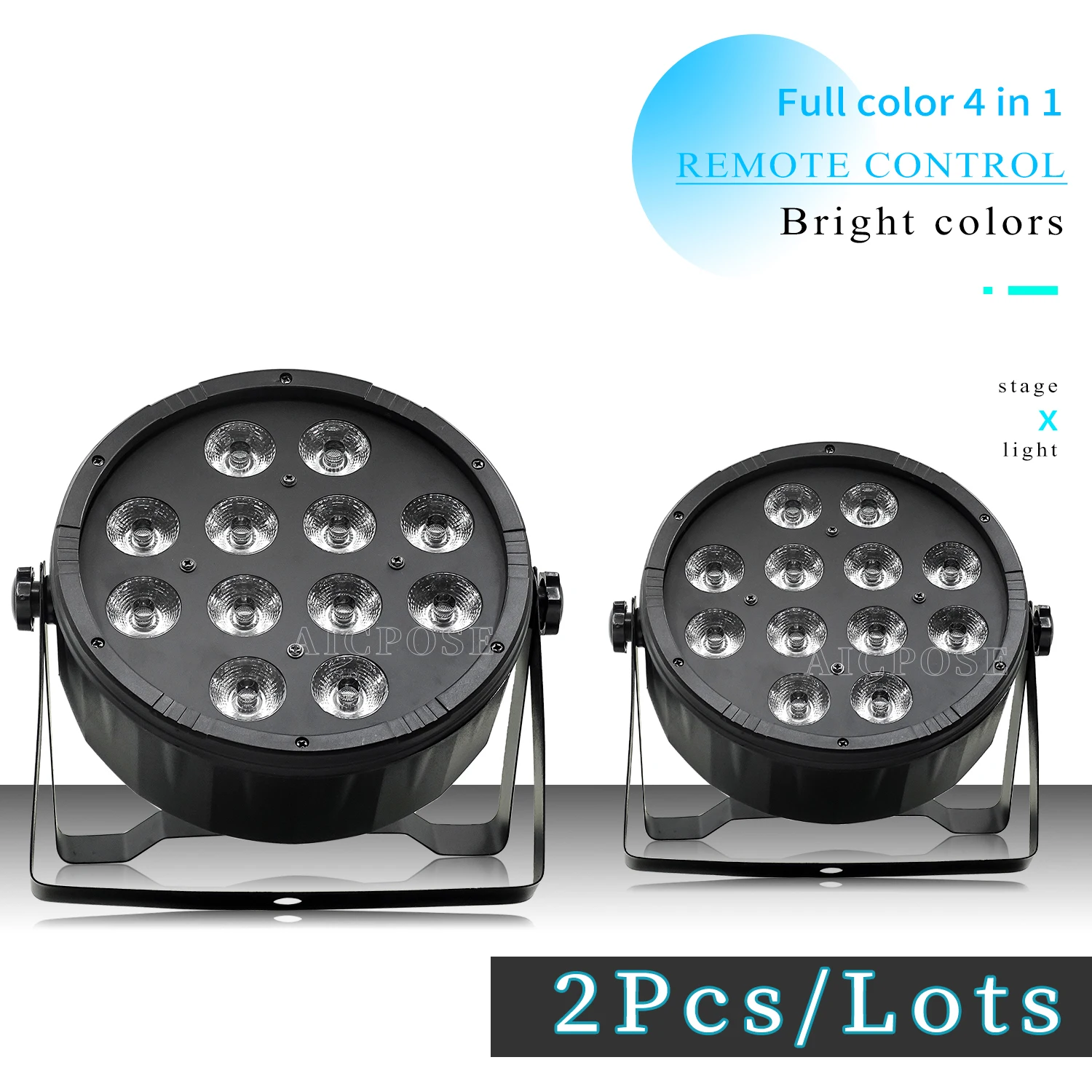 2pcs/lots 12x12w Led Par Lights Rgbw 4 In1 12*12w Abs Material Flat Par ...