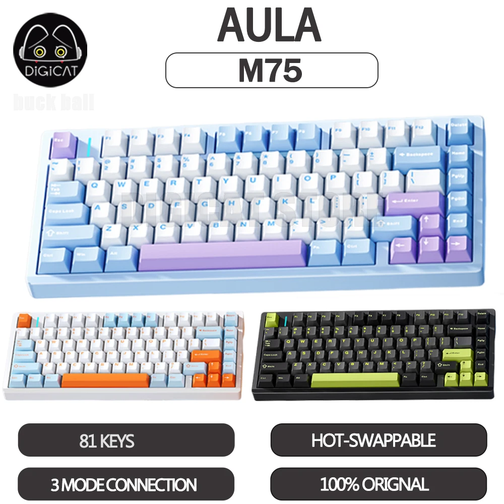AULA-M75-Gamer-Mechanical-Keyboard-3mode-USB-2-4G-Bluetooth-Wireless ...