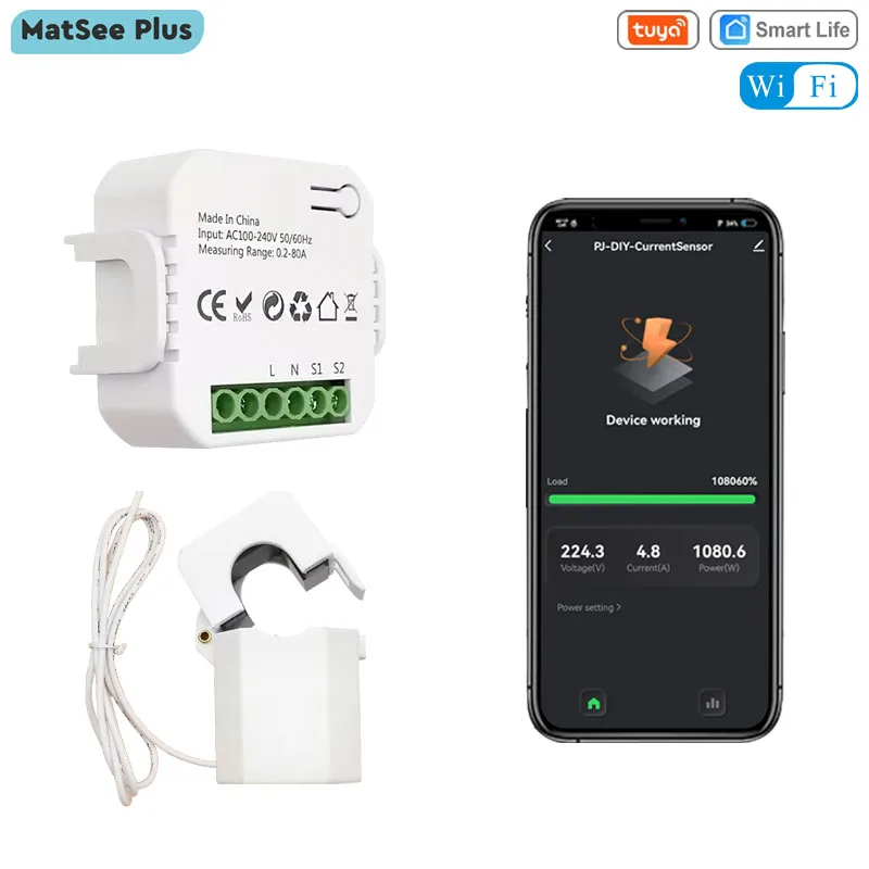 Tuya-Smart-Life-WiFi-Digital-Energy-Meter-80A-with-Current-Transformer ...