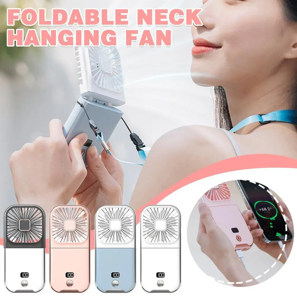 Portable Mini Pocket Fans Neck USB Rechargeable Desktop Fan Folding ...