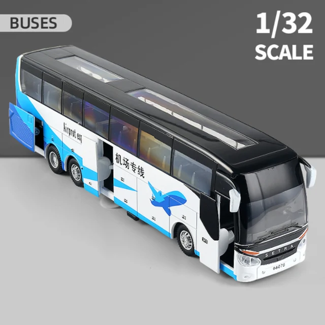 Luxury Electric Airport Business Bus Alloy Car Model Diecast Simulation ...