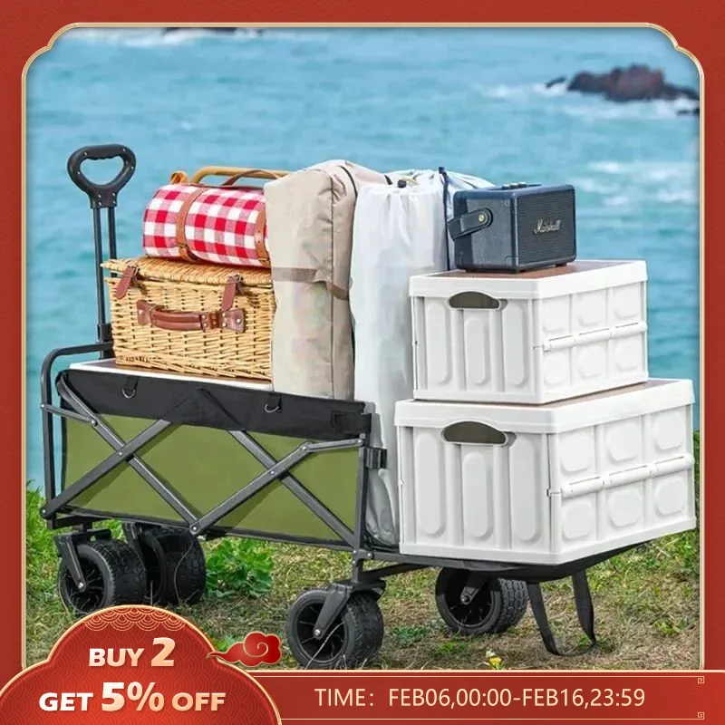 Wheeled Folding Cart Wagon Large Capacity Multifunction Cart Garden ...