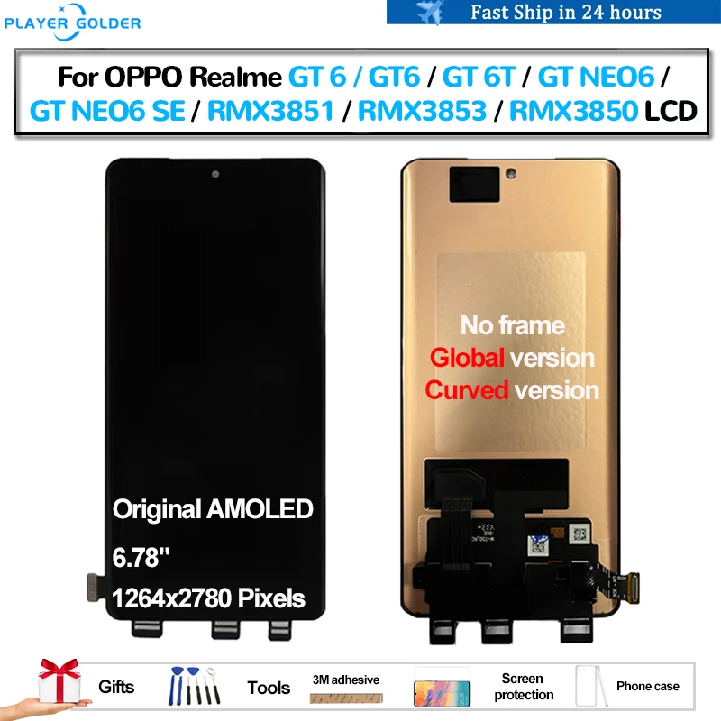 Original AMOLED For OPPO Realme GT 6 GT6 GT 6T GT NEO 6 SE GT NEO6 SE ...
