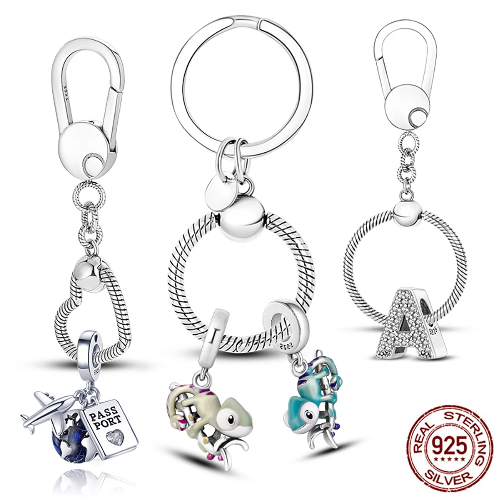 Authentic-925-Sterling-Silver-Moments-Bag-Charm-Holder-Key-Ring-Set-Fit ...