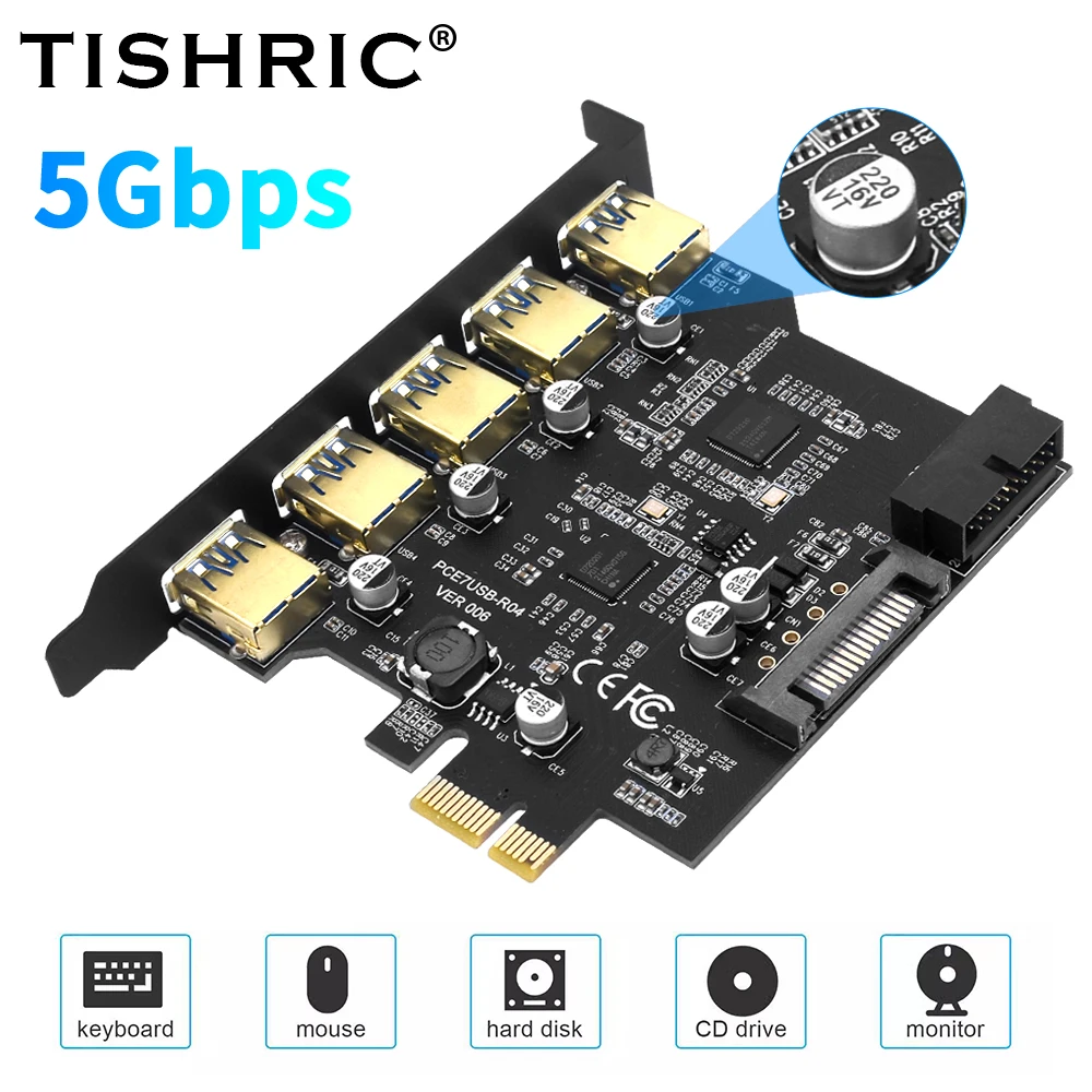 TISHRIC PCIE 1X To USB3.2 19Pin Expansion Card Extended 19Pin Interface ...