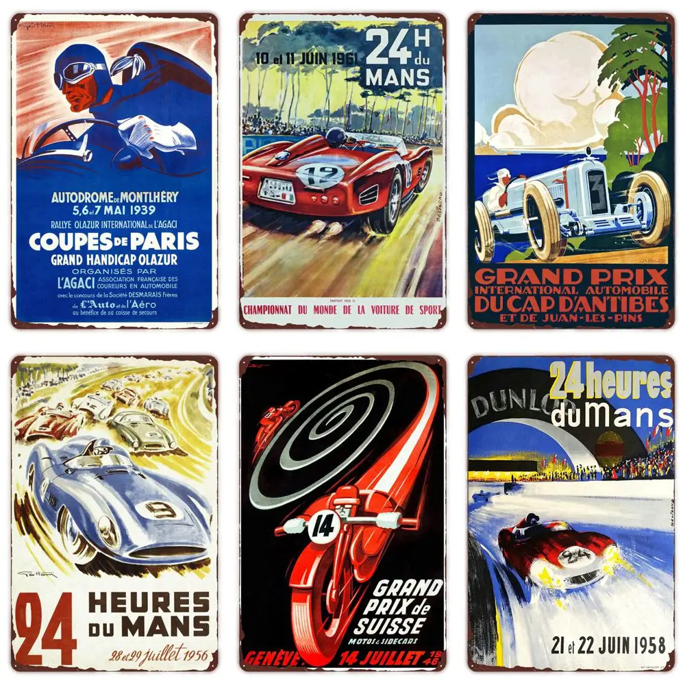 Vintage Car Racing Tin Sign Monaco Croatia Prix Metal Poster for Club ...