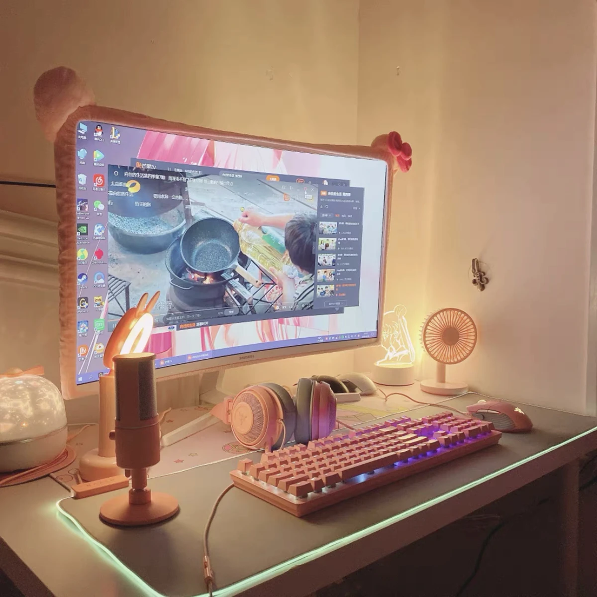 Pink Cute Fabric Computer Frame Cover Monitor Screen Dust Cover With ...