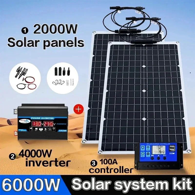 2000W-Solar-Panel-Kit-Inverter-Solar-Controller-Waterpfoof-Comping ...
