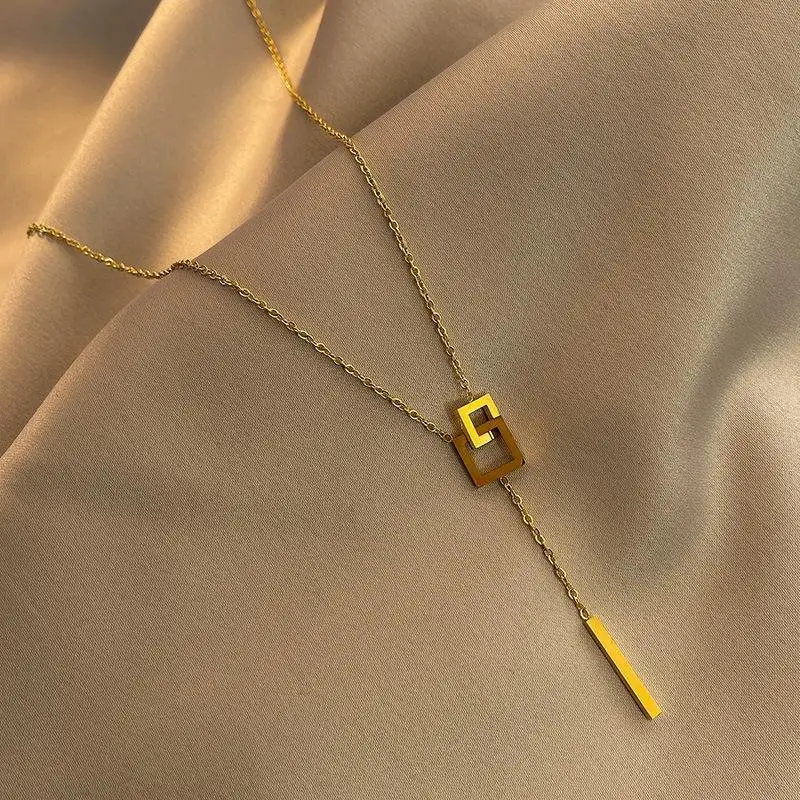 Stainless Steel Creative Design Gold Color Geometric Square Cross ...