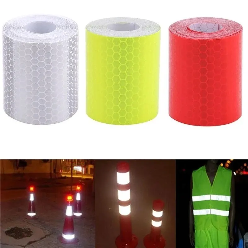 3pcs 5cm*100cm Red White Yellow Night Reflective Warning Sticker Car ...