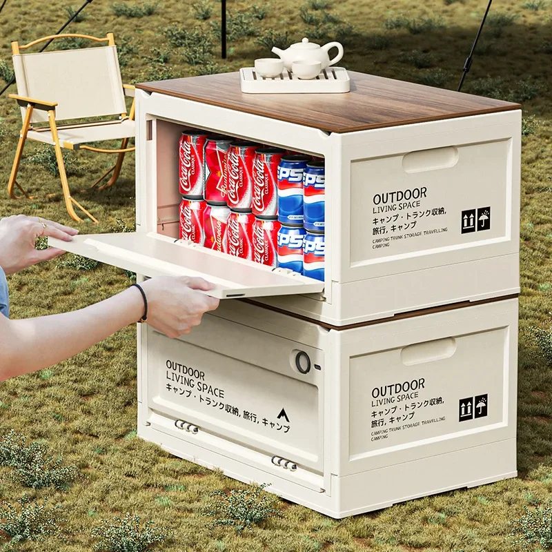 Outdoor-Camping-Storage-Box-Collapsible-Plastic-Storage-Bins-with-Wood ...