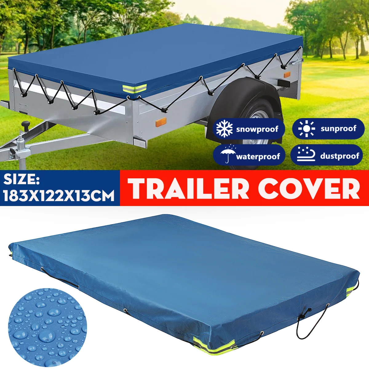 Universal Trailer Car Cover Foldable Waterproof Anti UV Sunscreen Snow ...