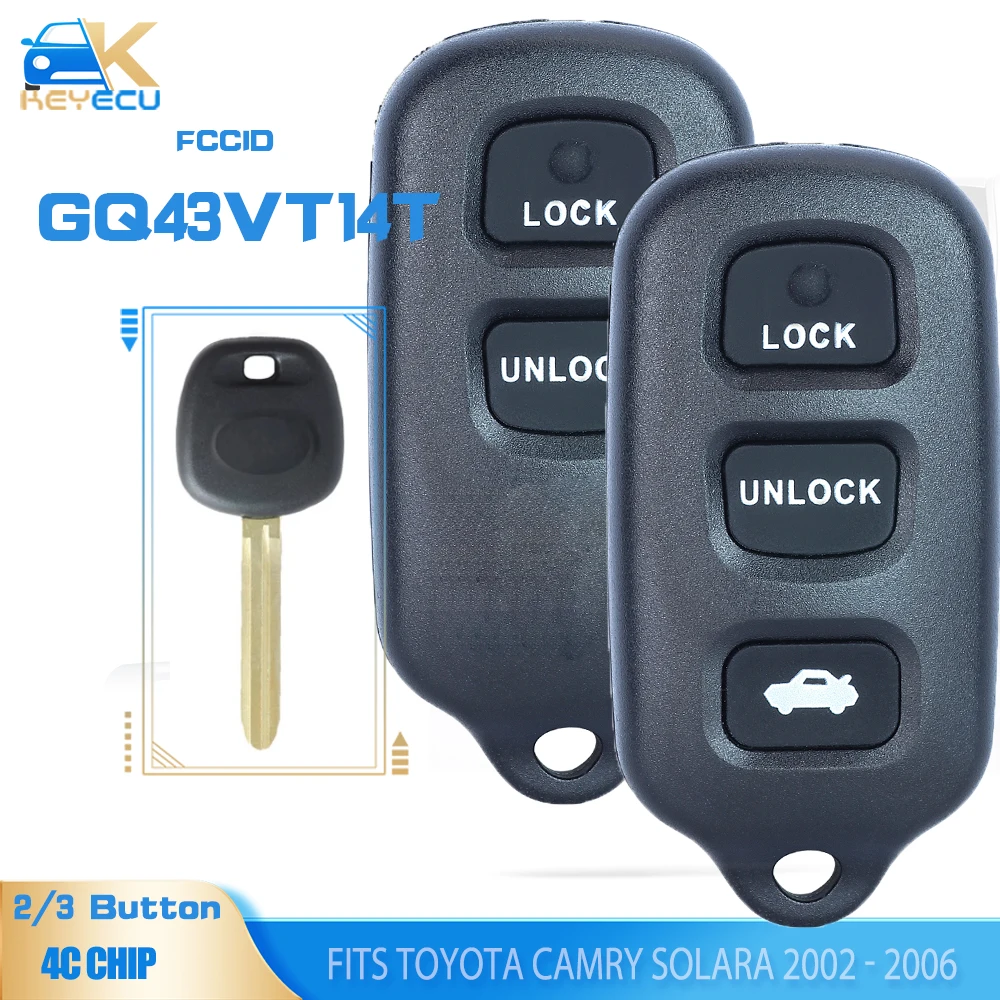 KEYECU-GQ43VT14T-Remote-Control-Car-Key-Fob-4C-Chip-for-Toyota-Camry ...