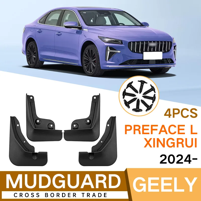 For-Geely-Preface-L-Xingrui-2024-black-car-mudguard-Reduce-dust-Resist ...