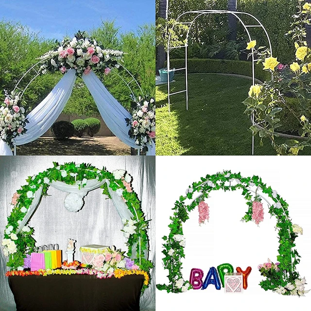 Metal White Garden Arch Wedding Arch Flower Arrangements Arbor Holder ...
