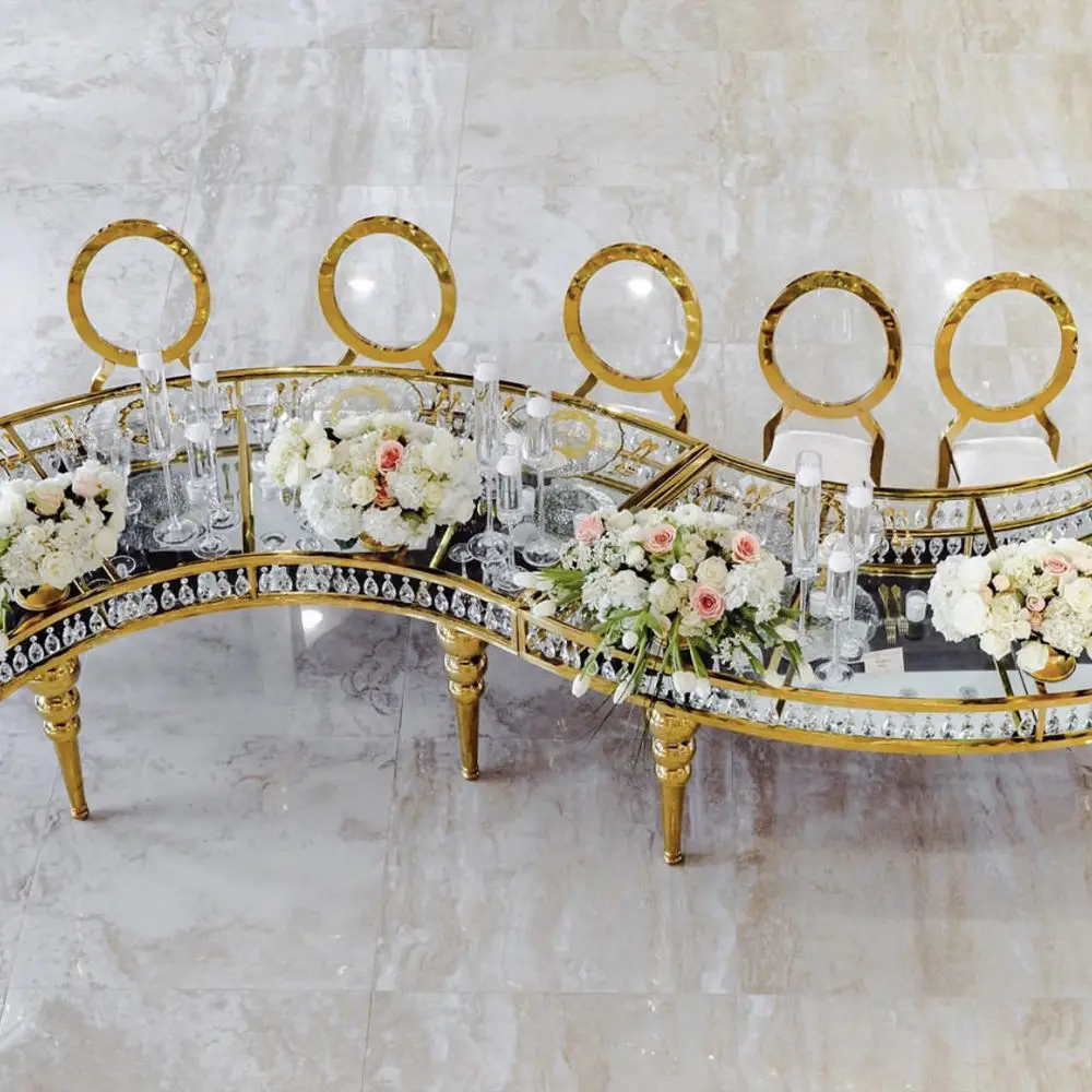 S-shaped-Serpentine-Table-Luxury-glass-top-gold-stainless-steel-wedding ...