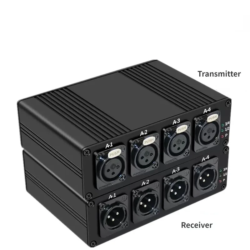 4-Channels-XLR-Balanced-Audio-Fiber-Optical-Extender-Over-Optical-Fiber ...